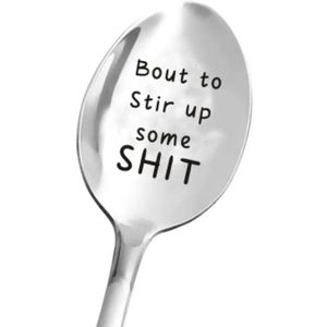 Dining | Nwt Funny Engraved Stainless Steel Bout To Stir Up Some Sht ...